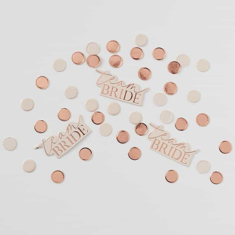 Blush and Rose Gold 'Team Bride' Confetti | Tara's Wonderworld