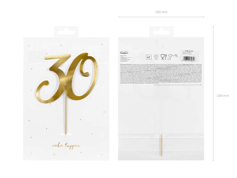 Gold '30th' Birthday Cake Topper | Tara's Wonderworld