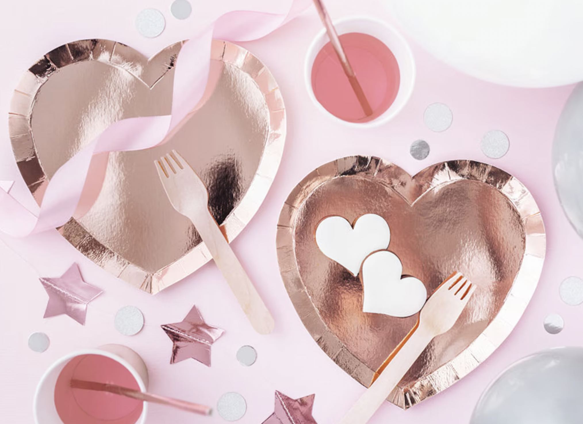 Heart Shaped Rose Gold Paper Plates | Tara's Wonderworld