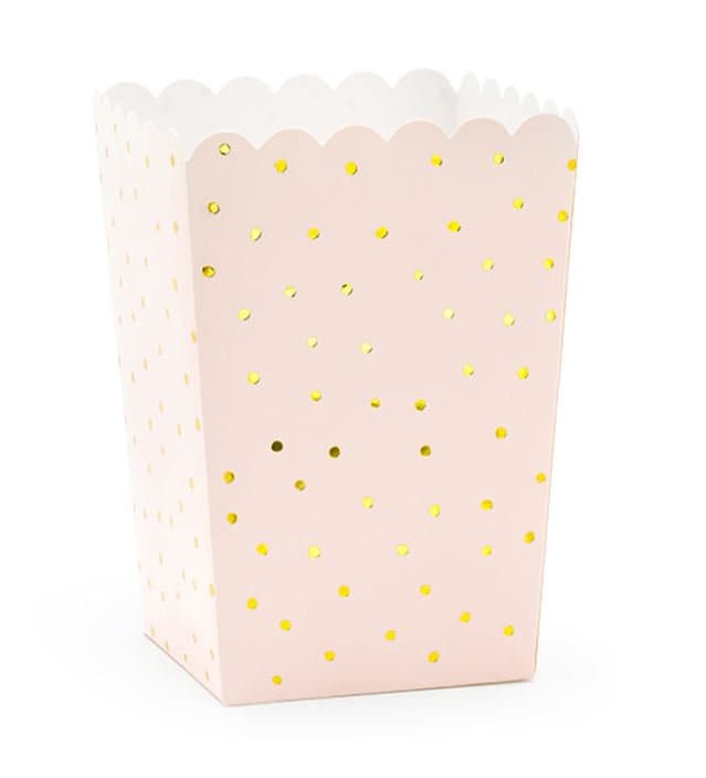 Pink Popcorn Boxes with White and Gold Polka Dots | Tara's Wonderworld
